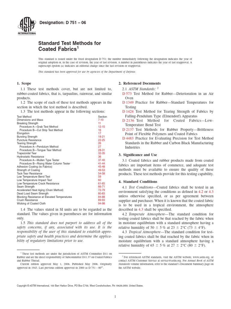 Astm D 751 | PDF | Fracture | Pressure