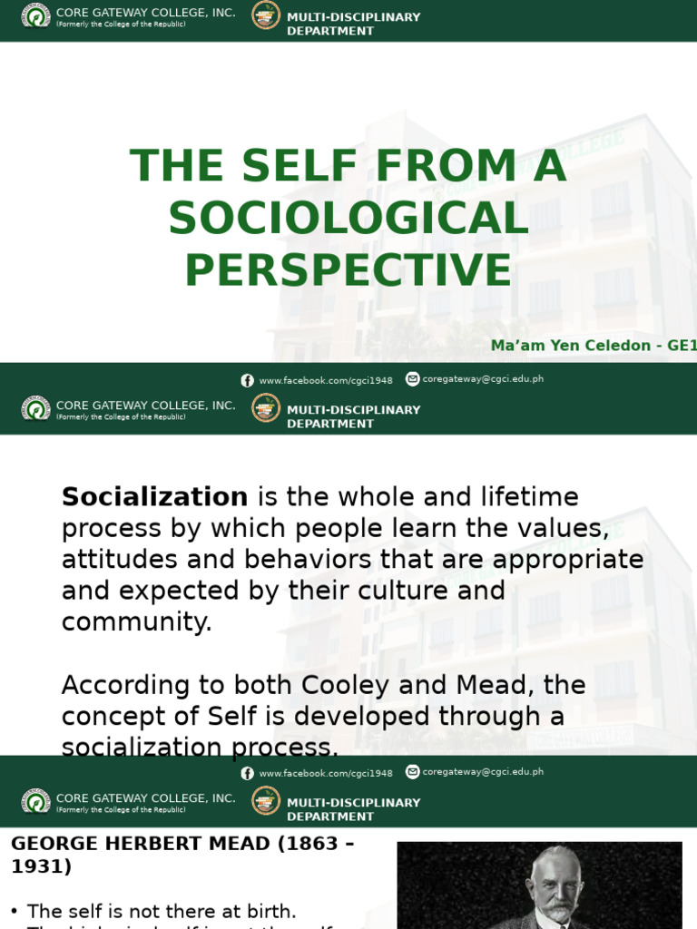 Sociological Self: Mead & Cooley | PDF | Socialization | Behavioural ...