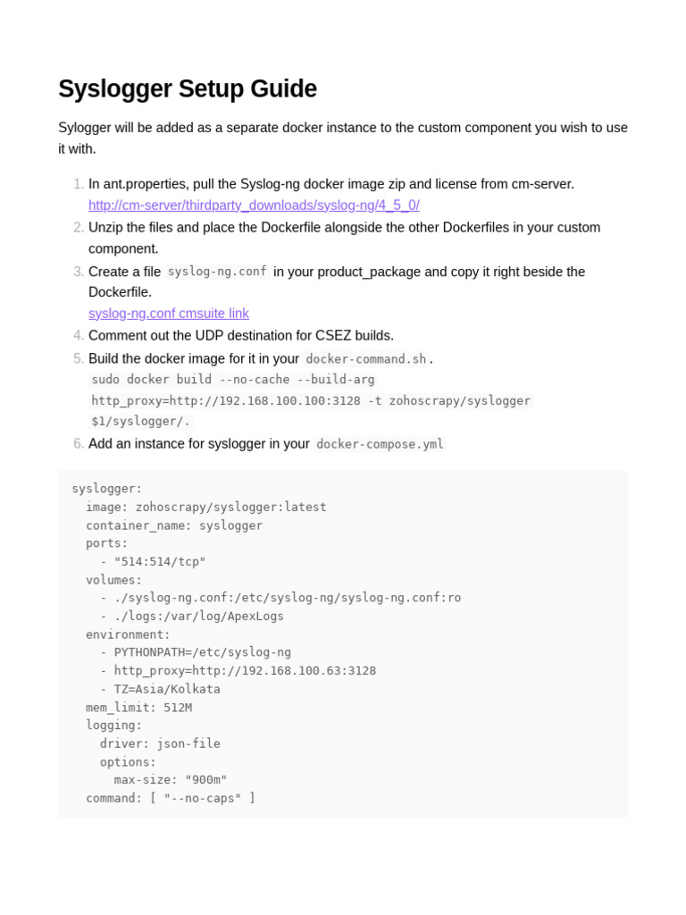 Syslogger Setup Guide | PDF