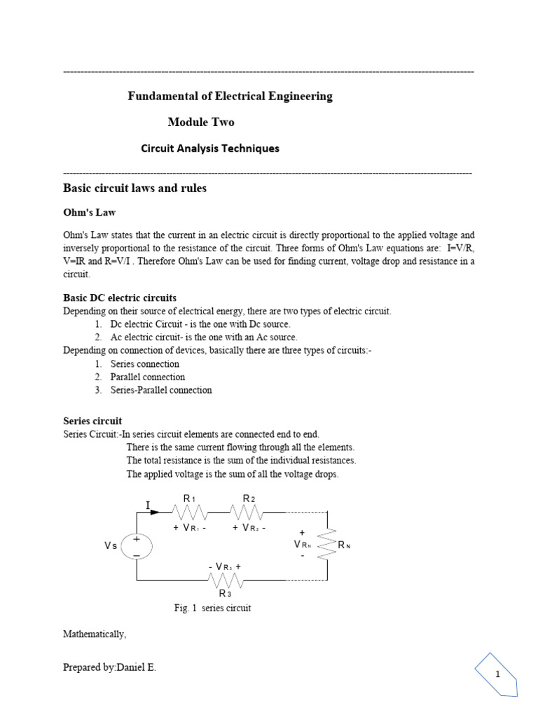 Fundamental of Electrical Engineering Module 2 | PDF | Electrical Network | Series And Parallel ...