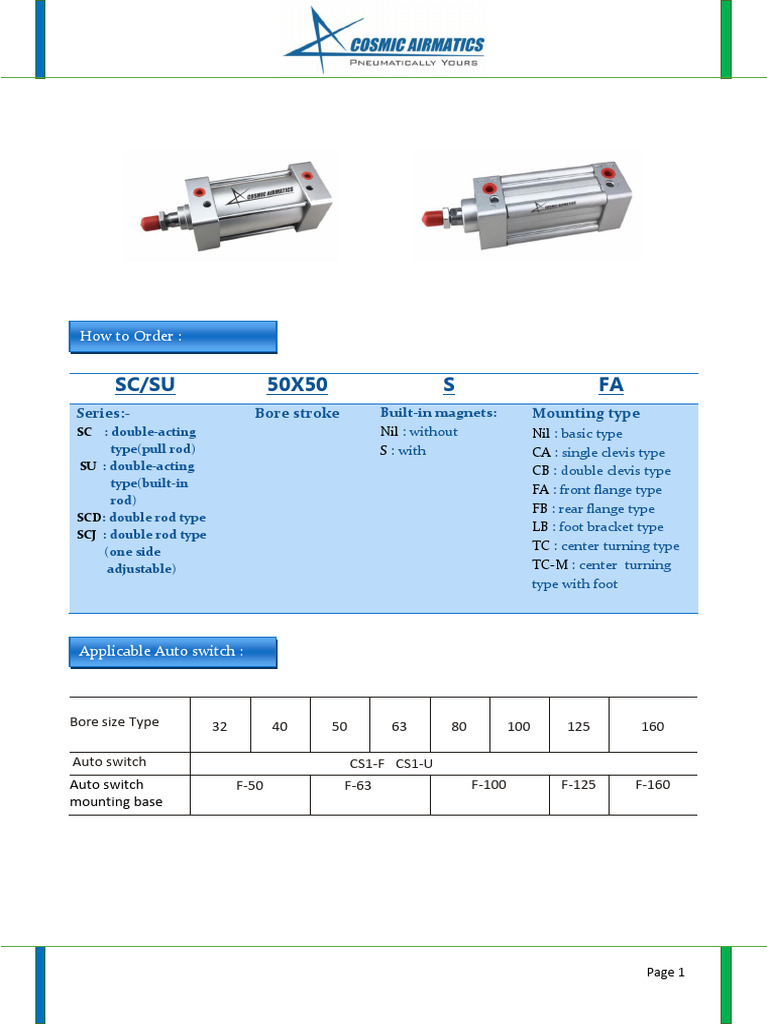 Air Cylinder Specs Guide | PDF