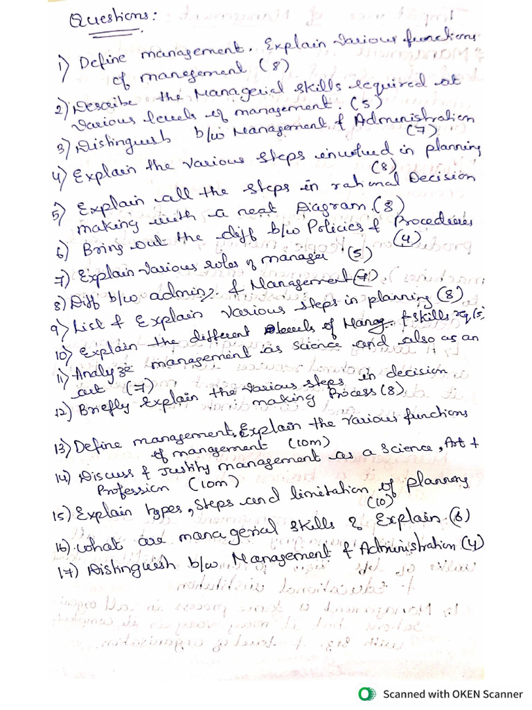 BEC501 - Management Notes | PDF