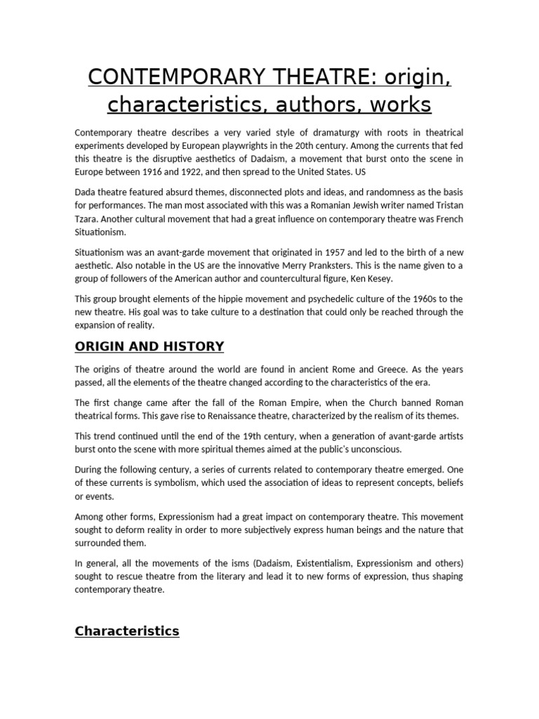 CONTEMPORARY THEATER | PDF | Theatre | Existentialism