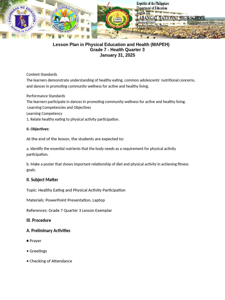 Dailyn Lesson Plan For Day 3 | PDF | Lesson Plan | Healthy Diet