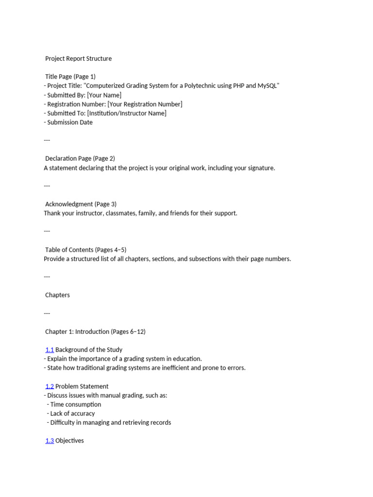 Project Report Structure | PDF | Databases | Php Project Report Structure | PDF | Databases | Php