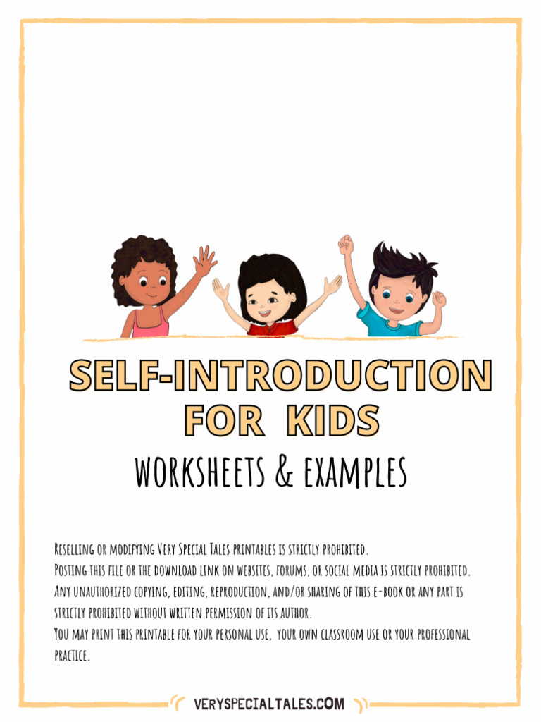 Self Introduction Activities For Kids Very Special Tales | PDF ...