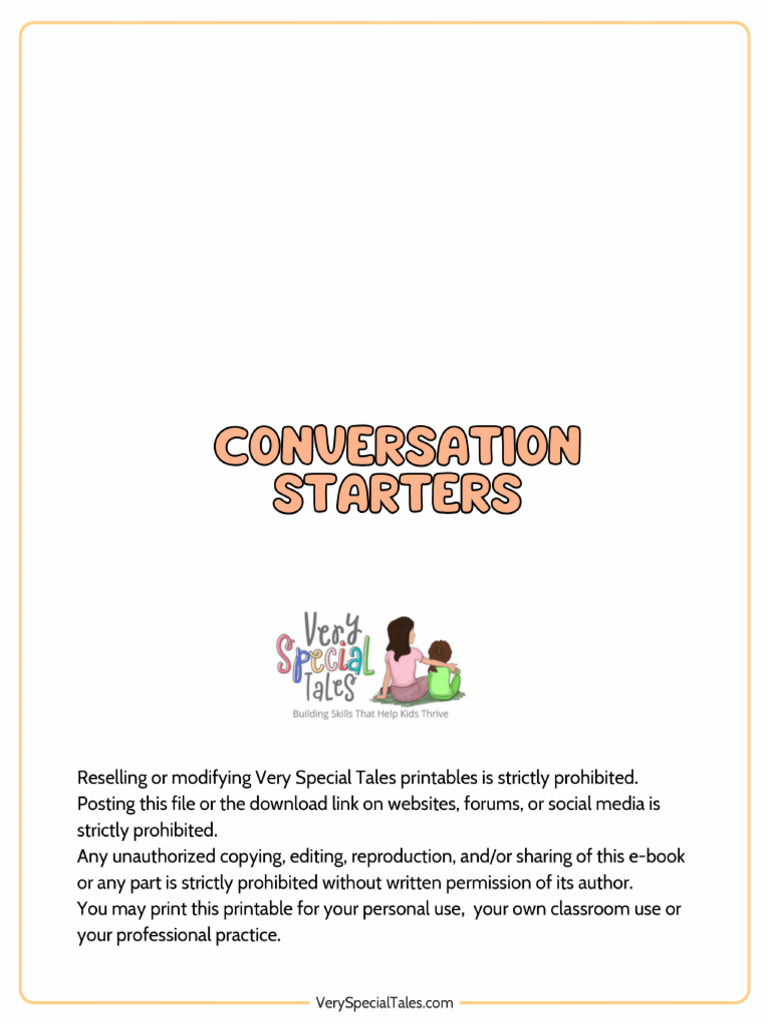 Conversation Starters Very Special Tales | PDF | Behavior Modification ...