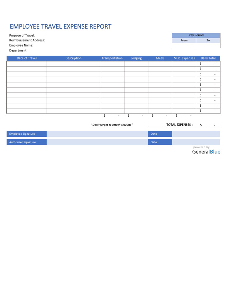employee-travel-expense-report-template | PDF