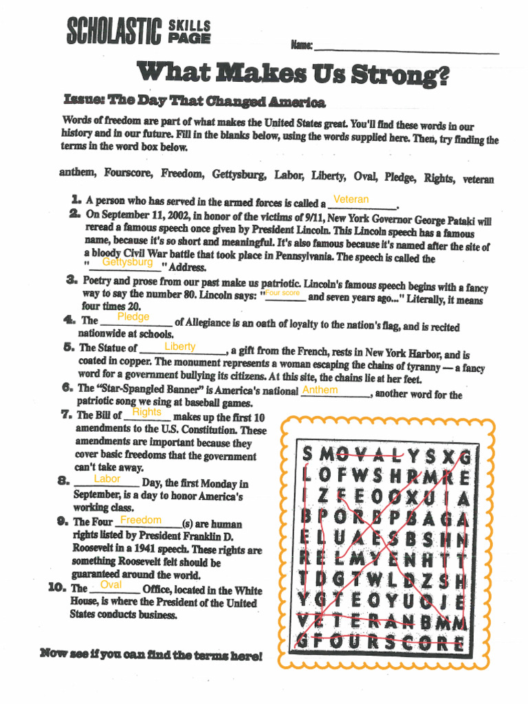 What Makes Us Strong Worksheet | PDF