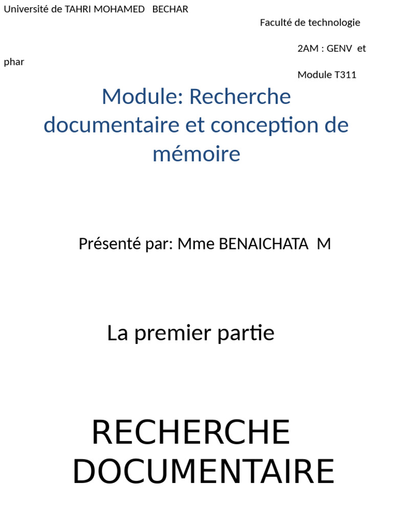 Module.T311 partie 1 pptx | PDF | Recherche d'information | Observation
