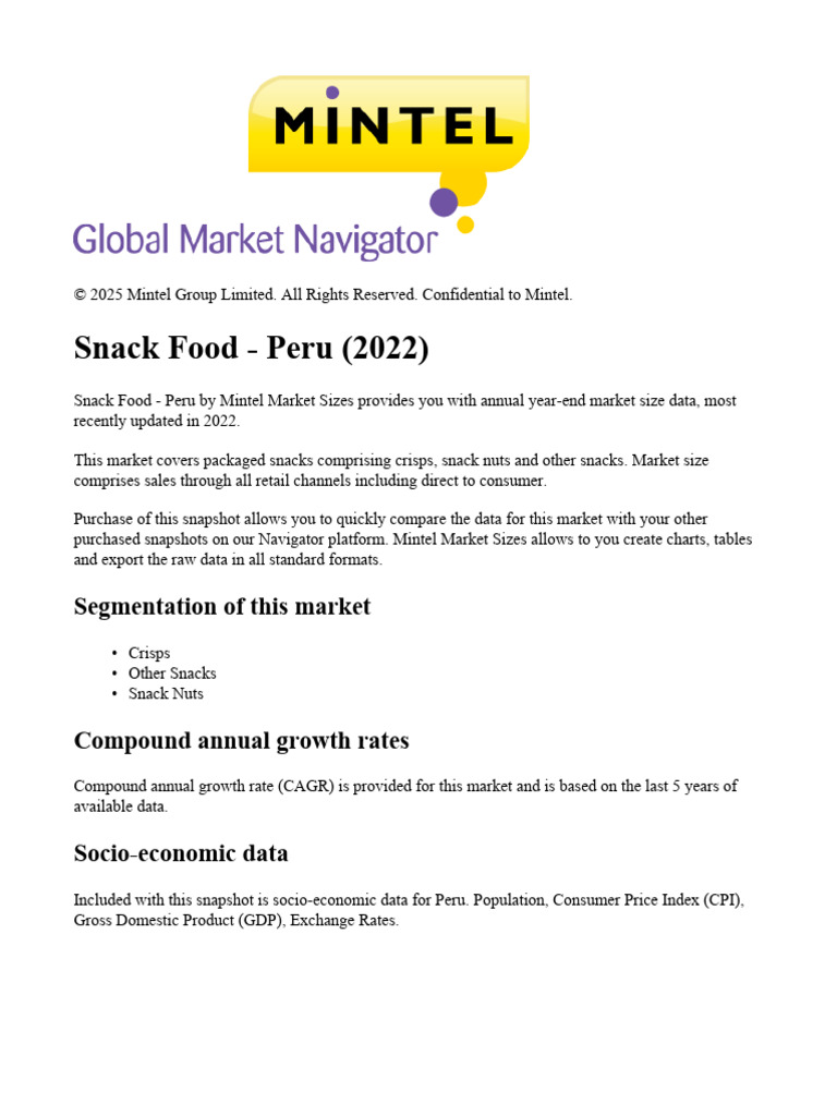Mintel_Market_Sizes_Snack_Food_-_Peru_(2022) | PDF