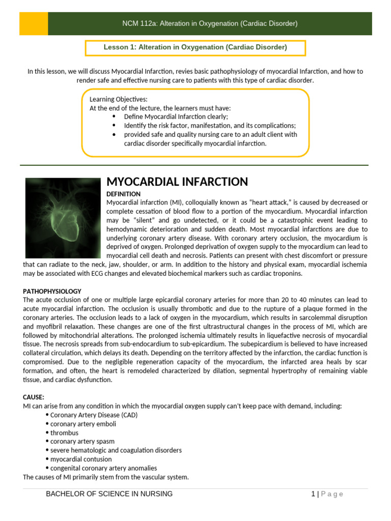 Instructional Material - Myocardial Infarction | PDF | Myocardial ...