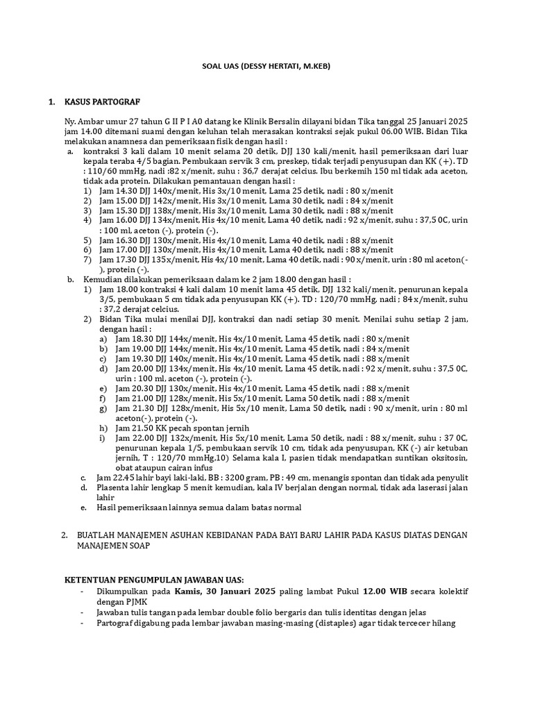 Uas Mk. Persalinan Bbl (Dessy Hertati) | PDF