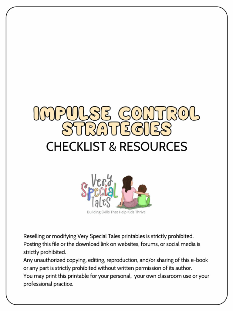 Impulse Control Strategies Checklist and Traffic Light Very Special ...