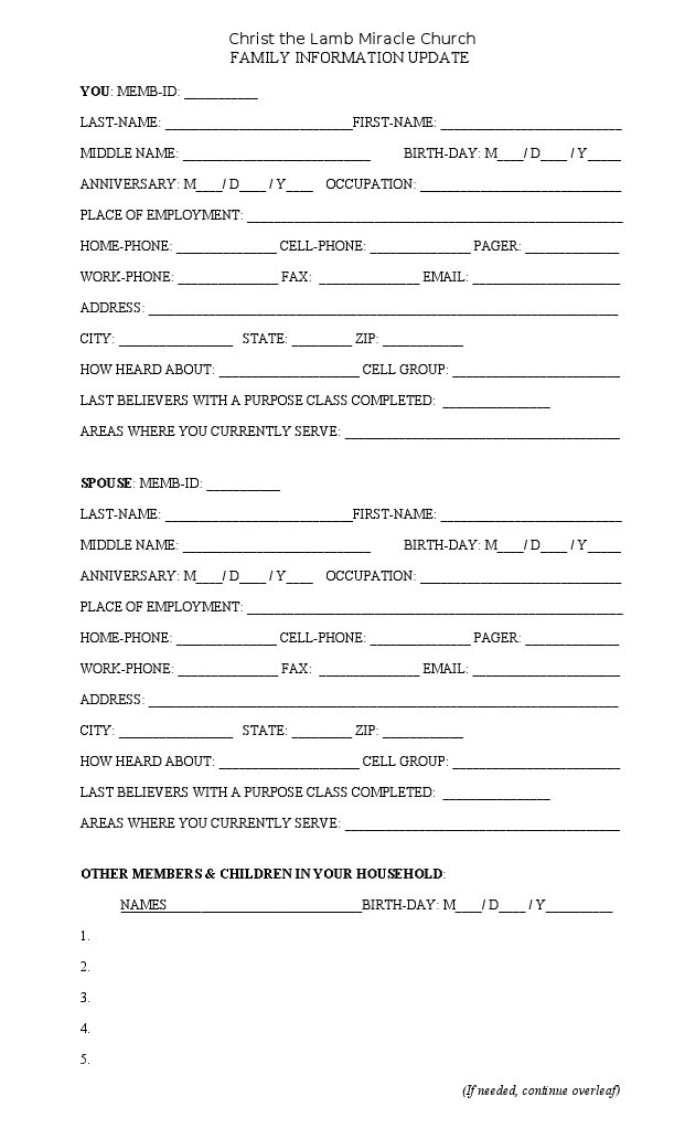 Family Information Update Form | PDF | Business | Social Science