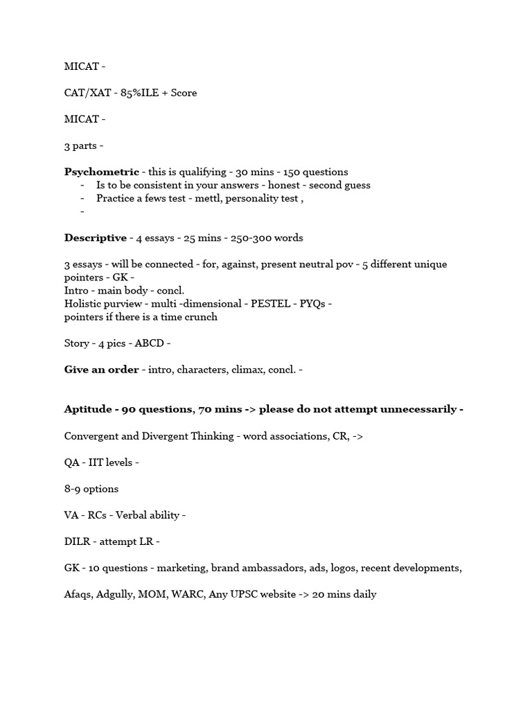 Micat Prep | PDF