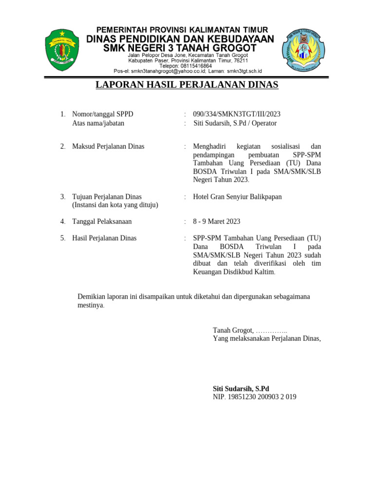 Laporan Hasil Perjalanan Dinas 2025 | PDF