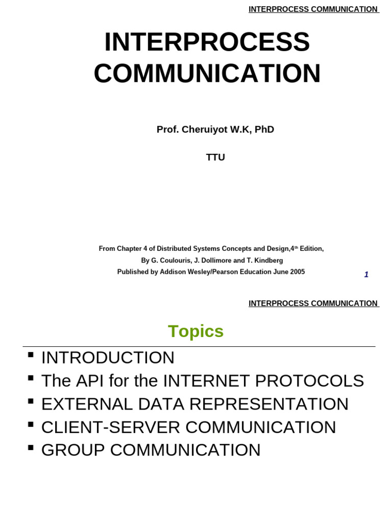 Lecture 6 Interprocess Communication | PDF | Network Socket | Port (Computer Networking)