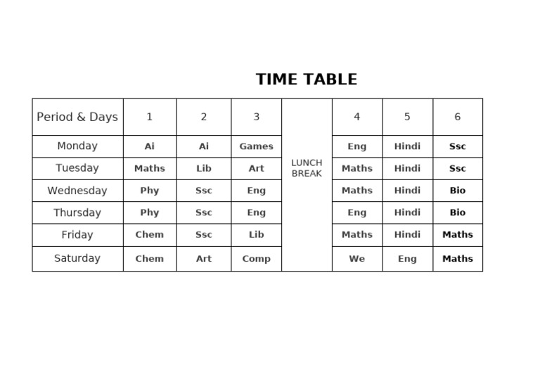 Green Fresh Class Timetable1 | PDF