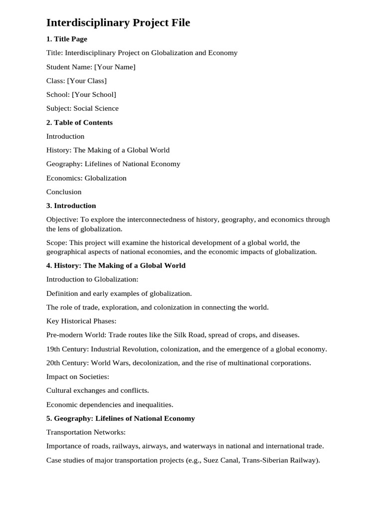 Interdisciplinary Project File | PDF | Globalization | Economies