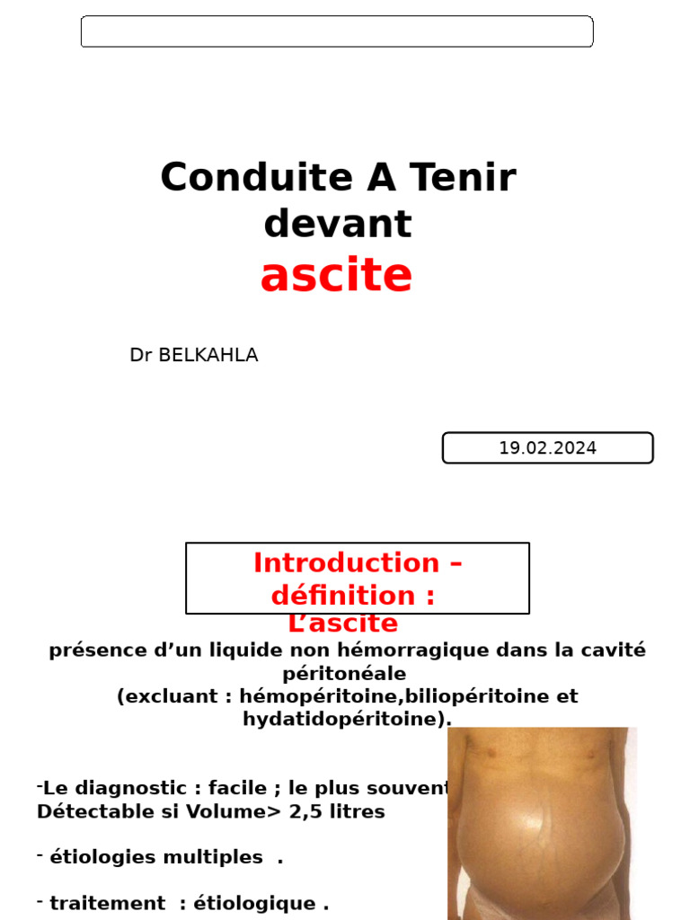 TD 5 CAT_ascite_belkahla_2023 2024[1] | PDF | Cirrhose | Tuberculose