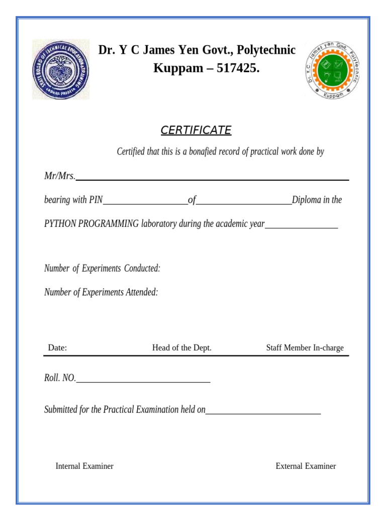 PYTHON PROGRAMMING CERTIFICATE | PDF