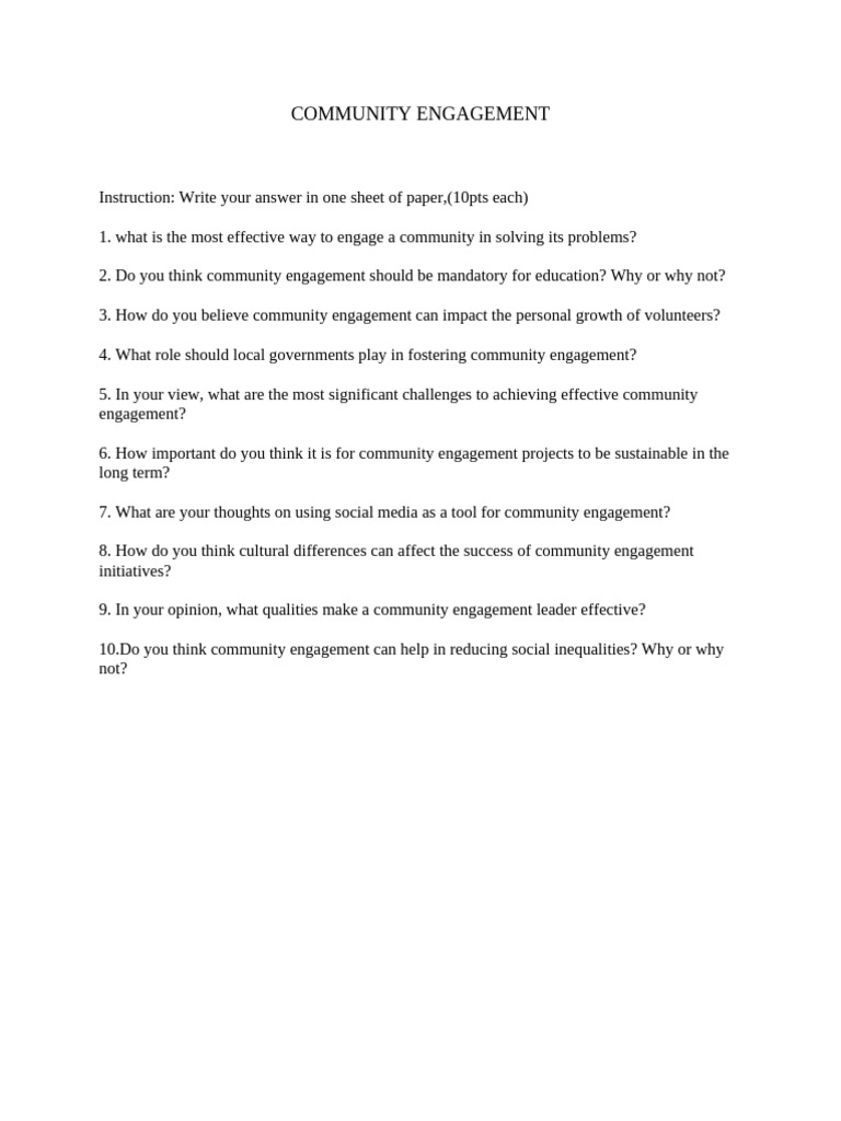 Community Engagement Activity 1 | PDF