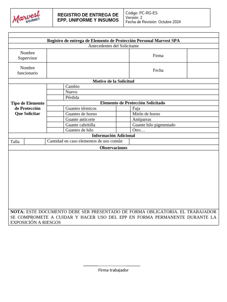 Entrega EPP supervisor | PDF