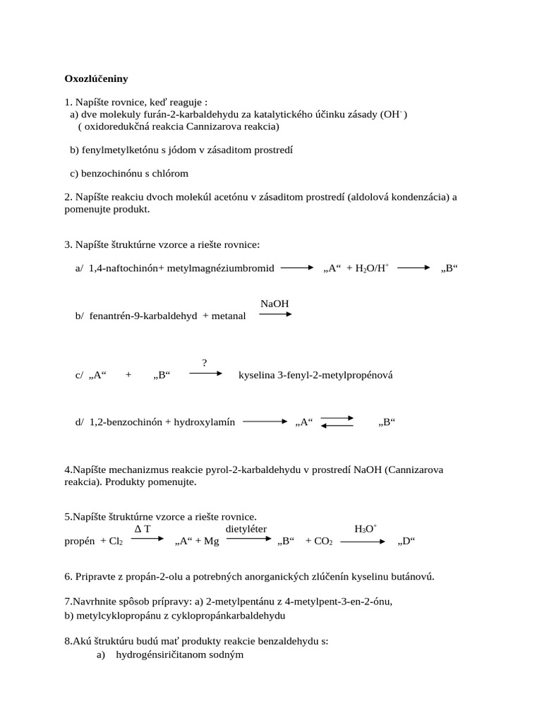 Príklady Oxo - Kyseliny | PDF