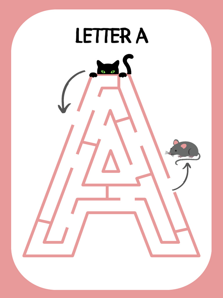 Colorful Playful Alphabet Maze Worksheet | PDF
