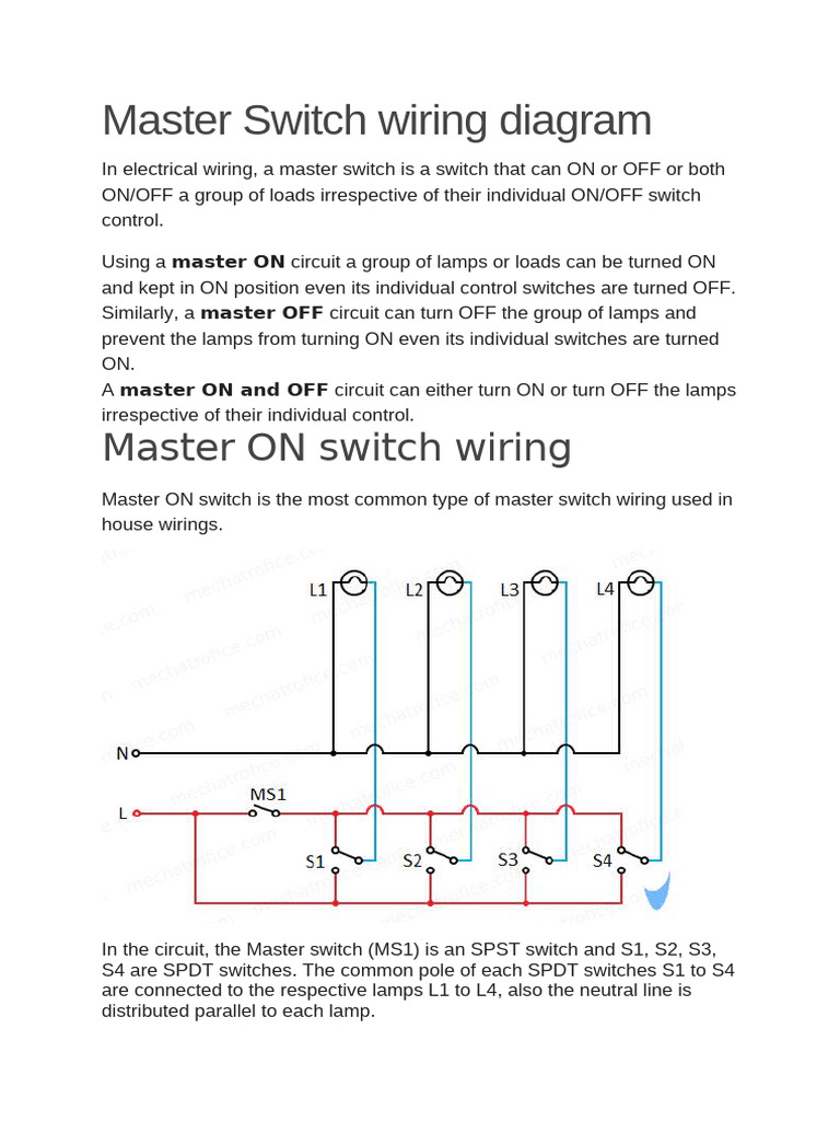 Master Switch Wiring Guide | PDF | Switch | Electrical Equipment