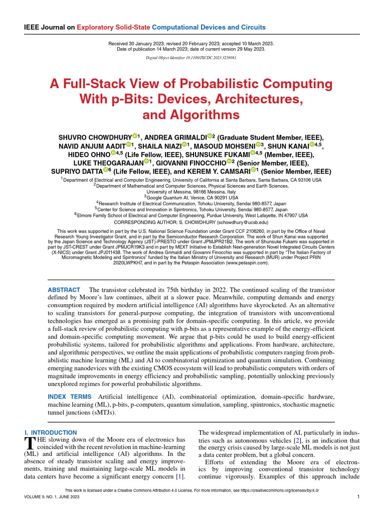 A Full-Stack View of Probabilistic Computing With P-Bits Devices Architectures and Algorithms ...