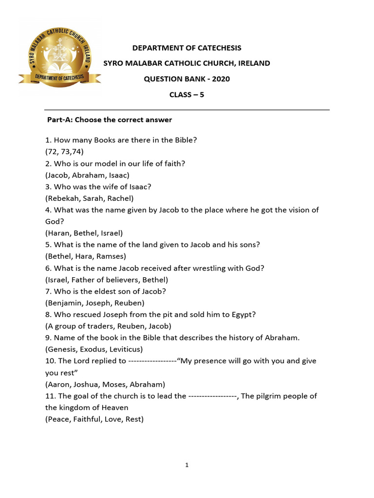 Class 5 Question Bank 2020 | PDF | Jacob | Moses