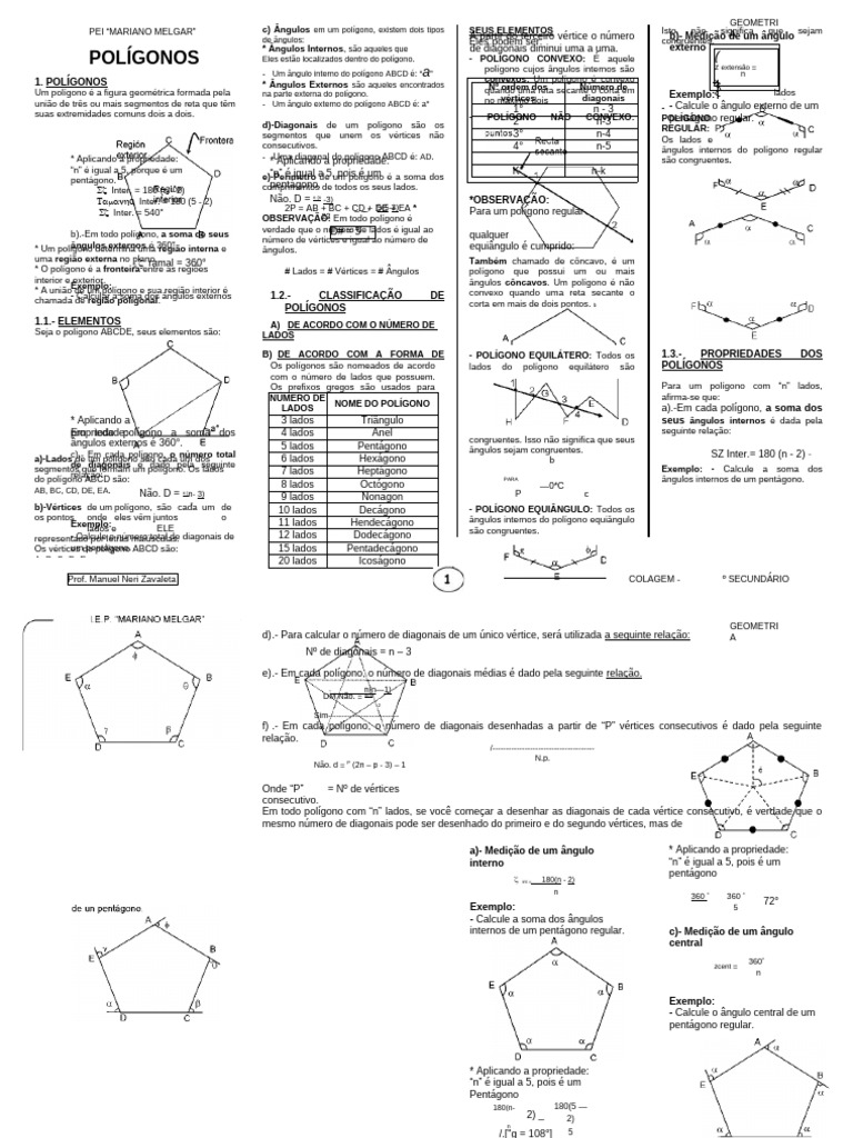 Exercícios de polígonos | PDF | Polígono | Triângulo