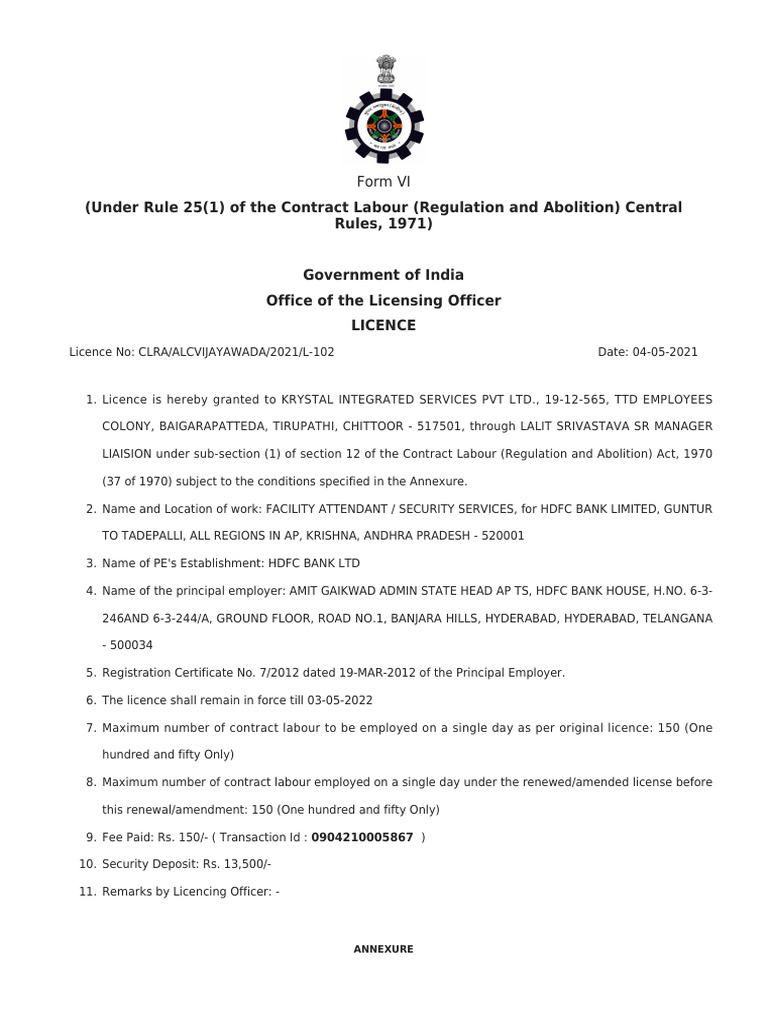 Kispl-Andhra Pradesh HDFC CLR License | PDF | Employment | License