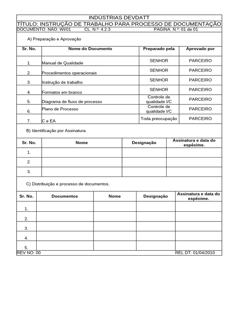 Instruções de Trabalho para Indústrias Devdatt | PDF | Desperdício ...