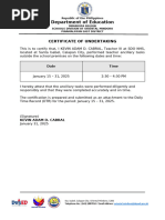 Certificate of Undertaking | PDF