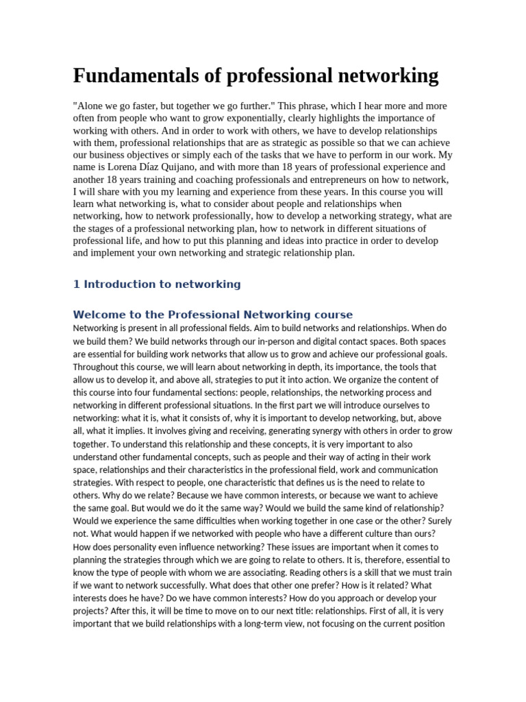 networking professional | PDF | Communication | Concept