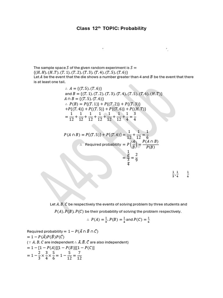 Coin Toss Probability Worksheet | PDF | Measure Theory | Applied ...