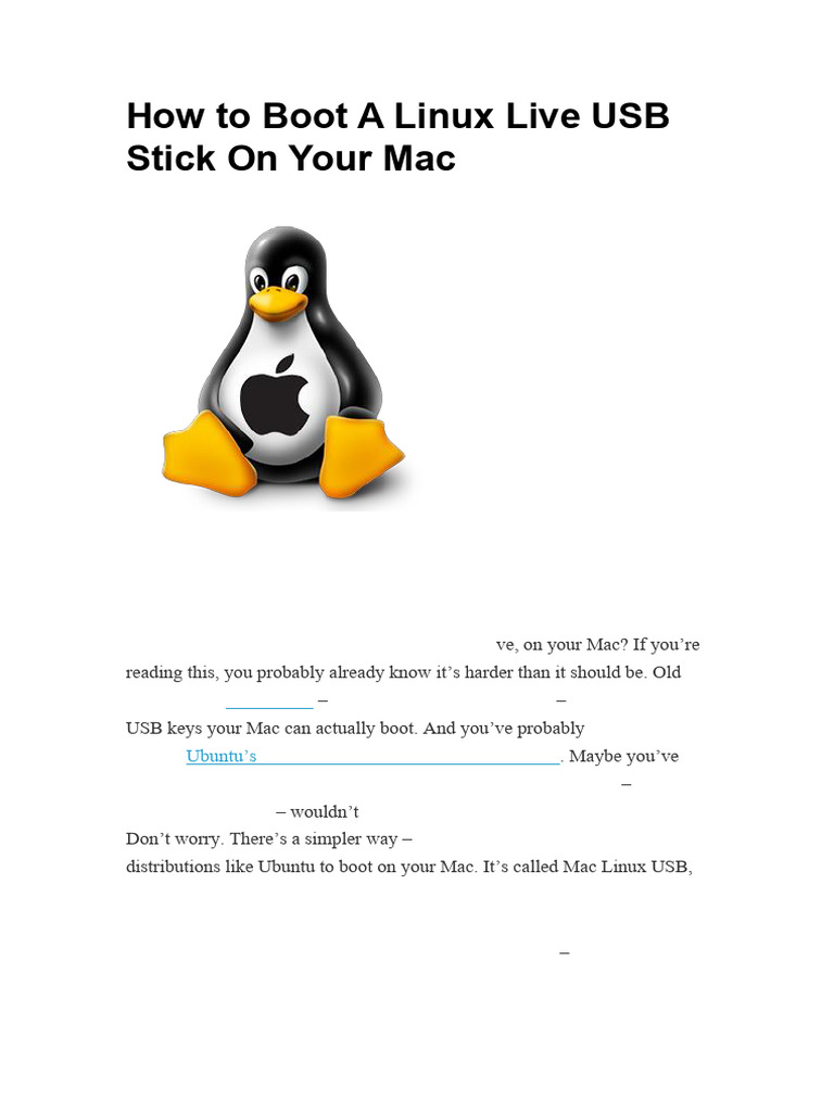 How to Boot A Linux Live USB Stick On Your Mac | PDF | Booting | Usb ...