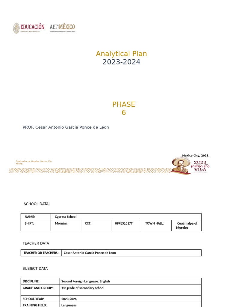 English Teaching Plan 2023-2024 Cuajimalpa | PDF | Curriculum ...