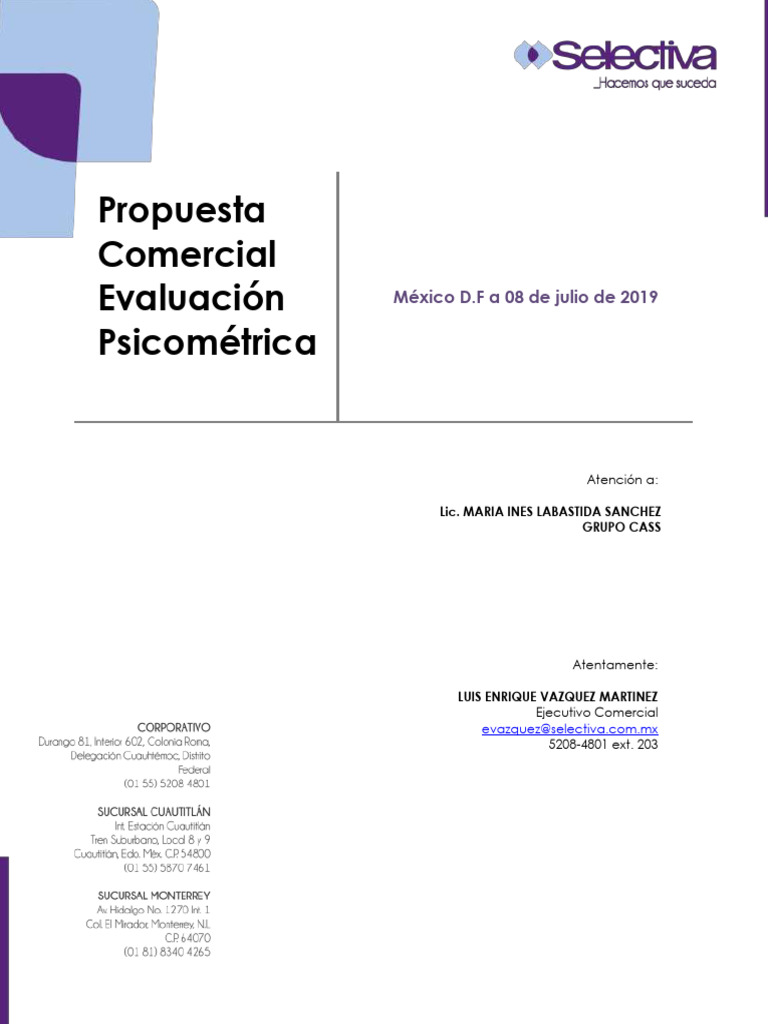Evaluación Psicométrica Integral | PDF | Inteligencia | Toma de decisiones
