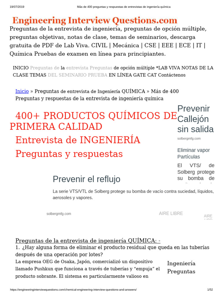 preguntas de entrevista de ingeniería química | PDF | Intercambiador de calor | Calor