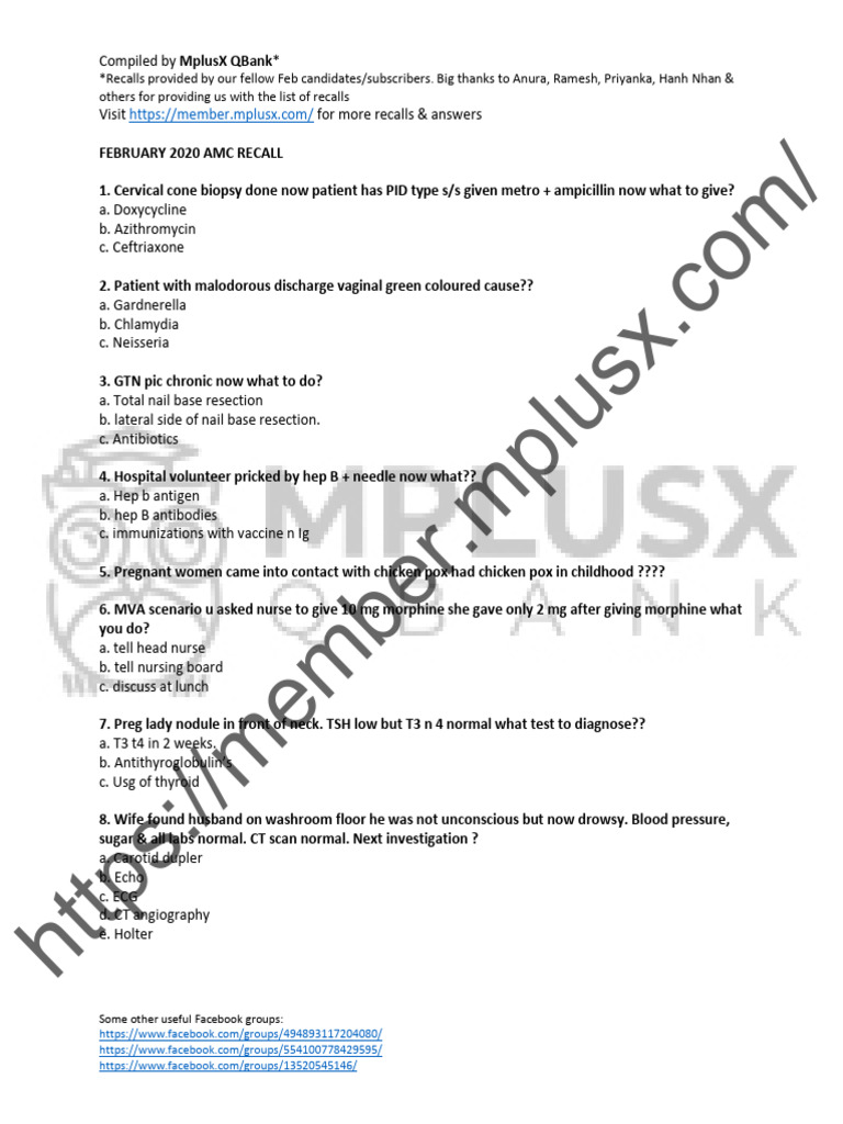 MplusX February 2020 Recall Questions | PDF | Pneumonia | Human ...