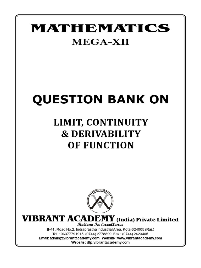 Limit Continuity & Derivability (XII-Final) | PDF | Function (Mathematics) | Trigonometric Functions
