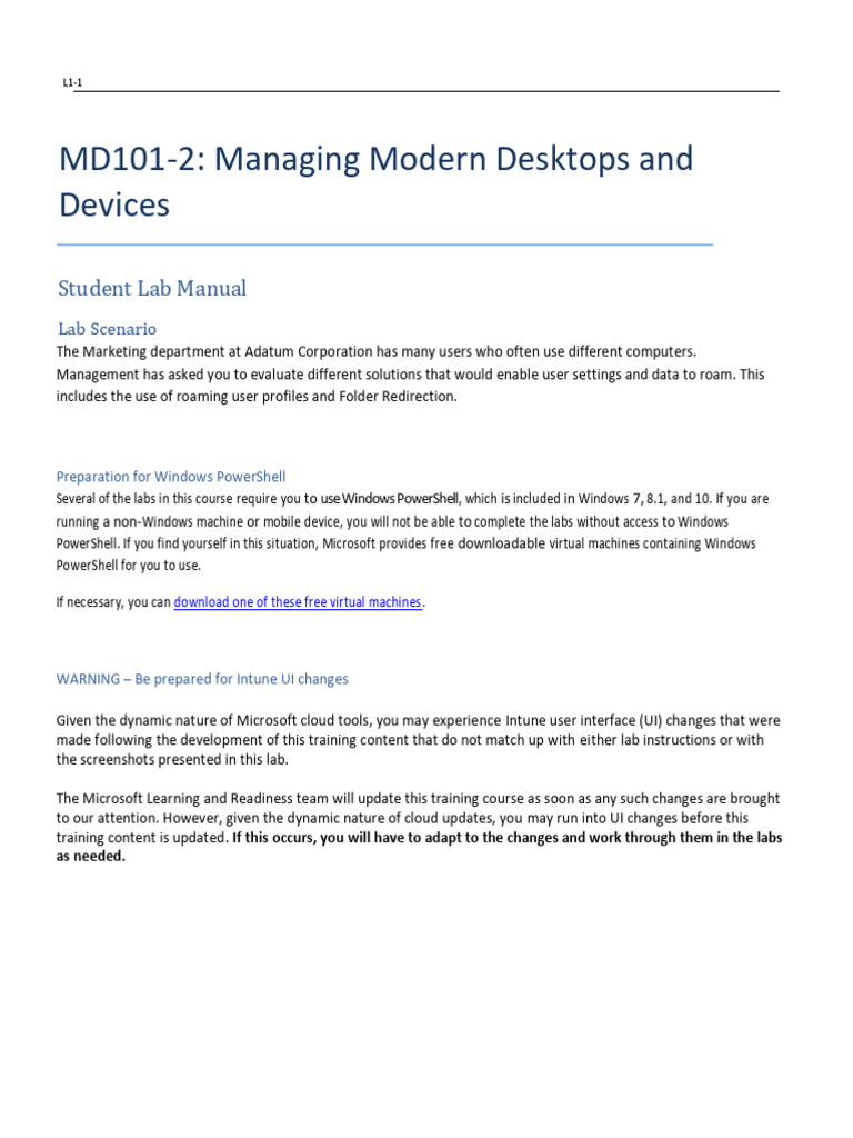 5-MD101-2 M02 Student Lab Manual | PDF | Group Policy | Windows 10