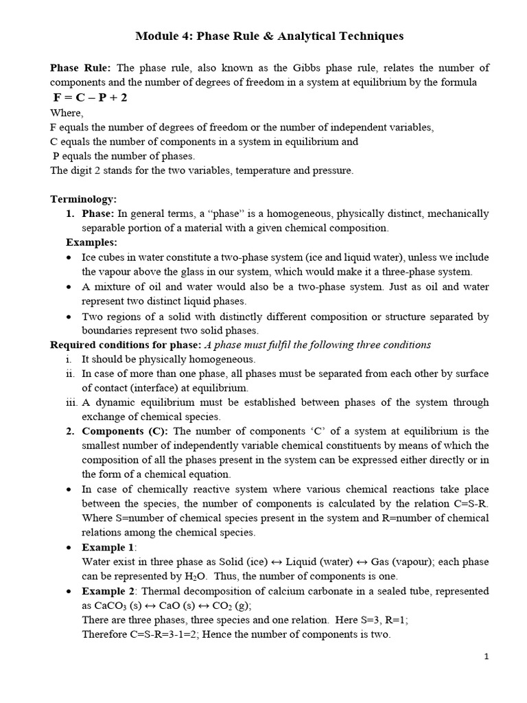 ME-MODULE 4 Study Material | PDF | Phase Rule | Phase (Matter)