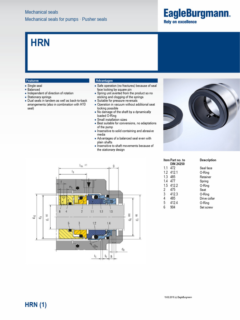 EagleBurgmann HRN EN | PDF | Pump | Physical Sciences