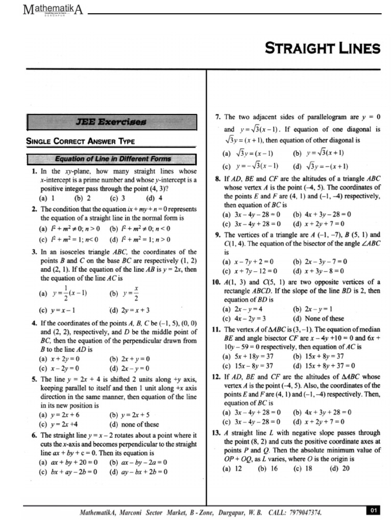 Straight_Lines DPP 01 | PDF