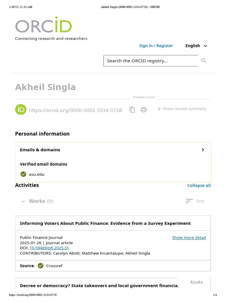 Akheil Singla (0000-0002-3334-0728) - ORCID | PDF | Public Sphere